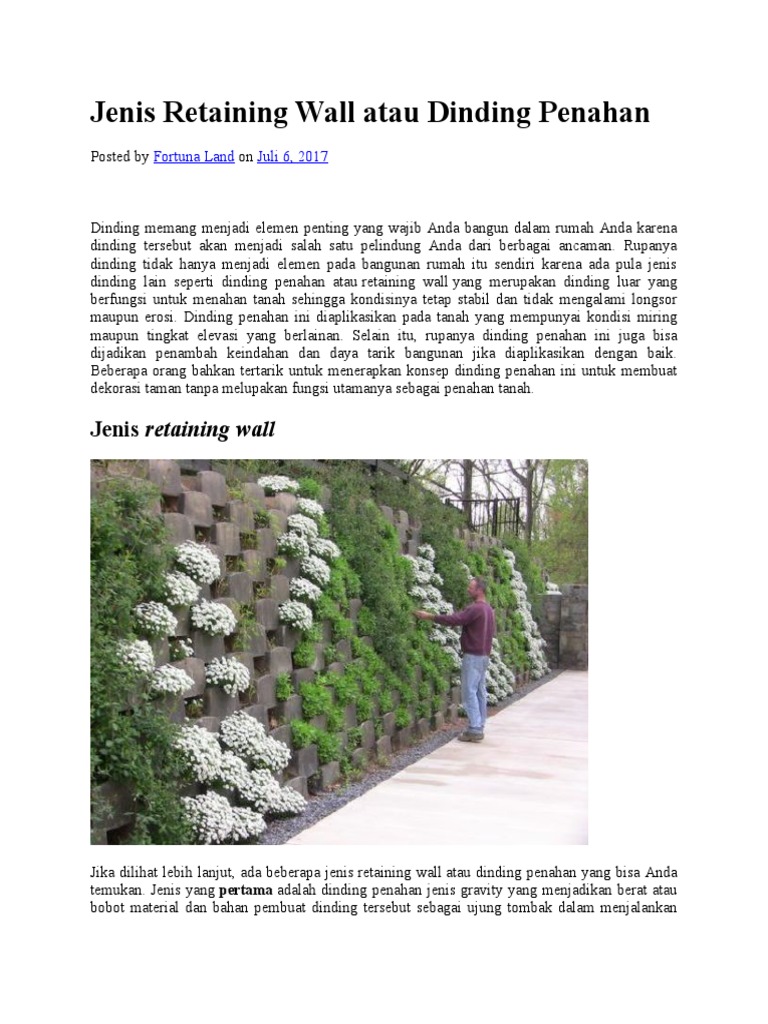 Jenis Retaining Wall Atau Dinding Penahan | PDF