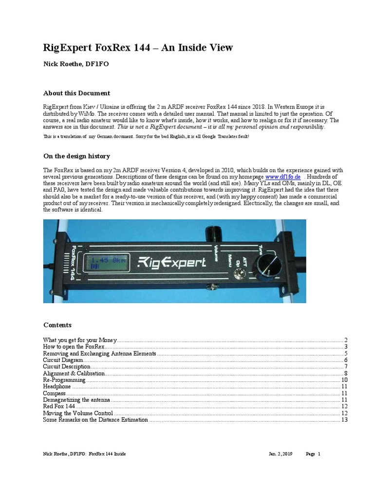 Rigexpert Foxrex 144 - An Inside View: Nick Roethe, Df1Fo | PDF ...