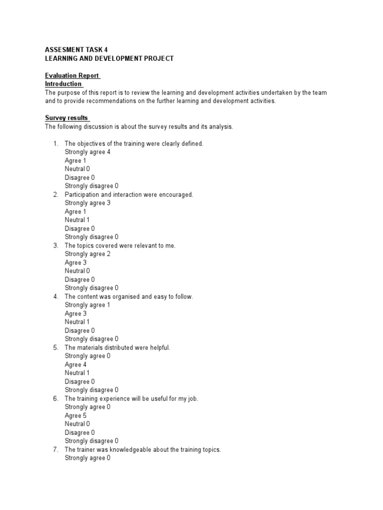 Learning & Development Report Analysis Staff Performance | PDF ...