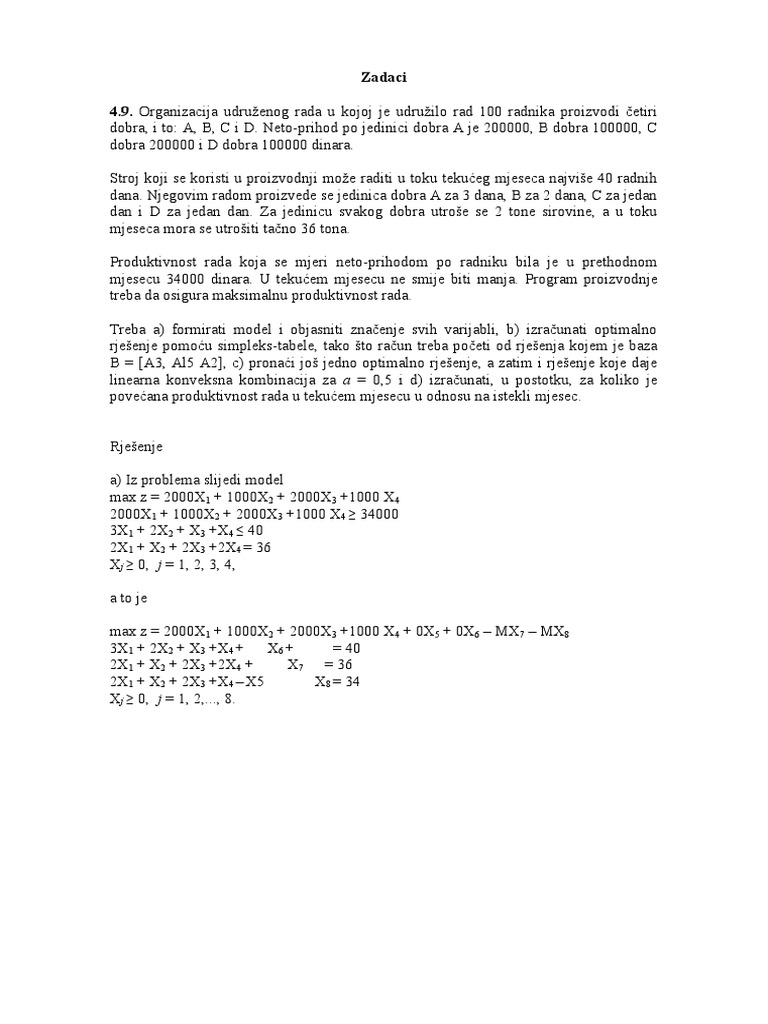 07 Vjezbe - Operaciona Istraživanja | PDF