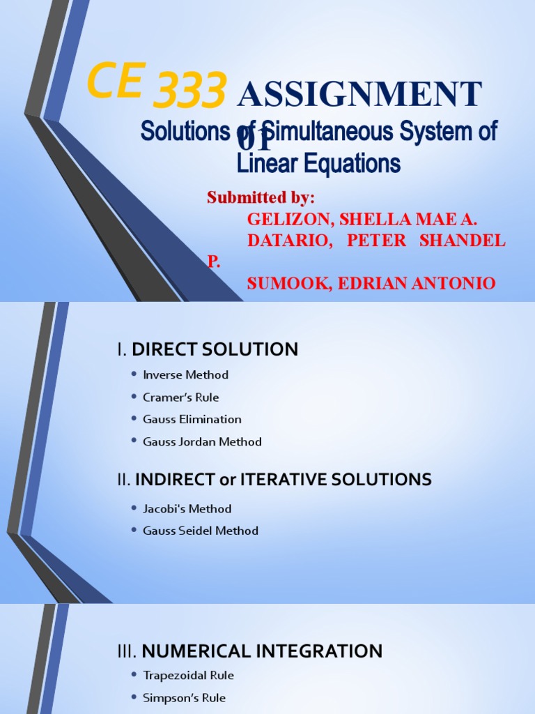 Numerical Methods for Solving Systems of Equations, Differential ...