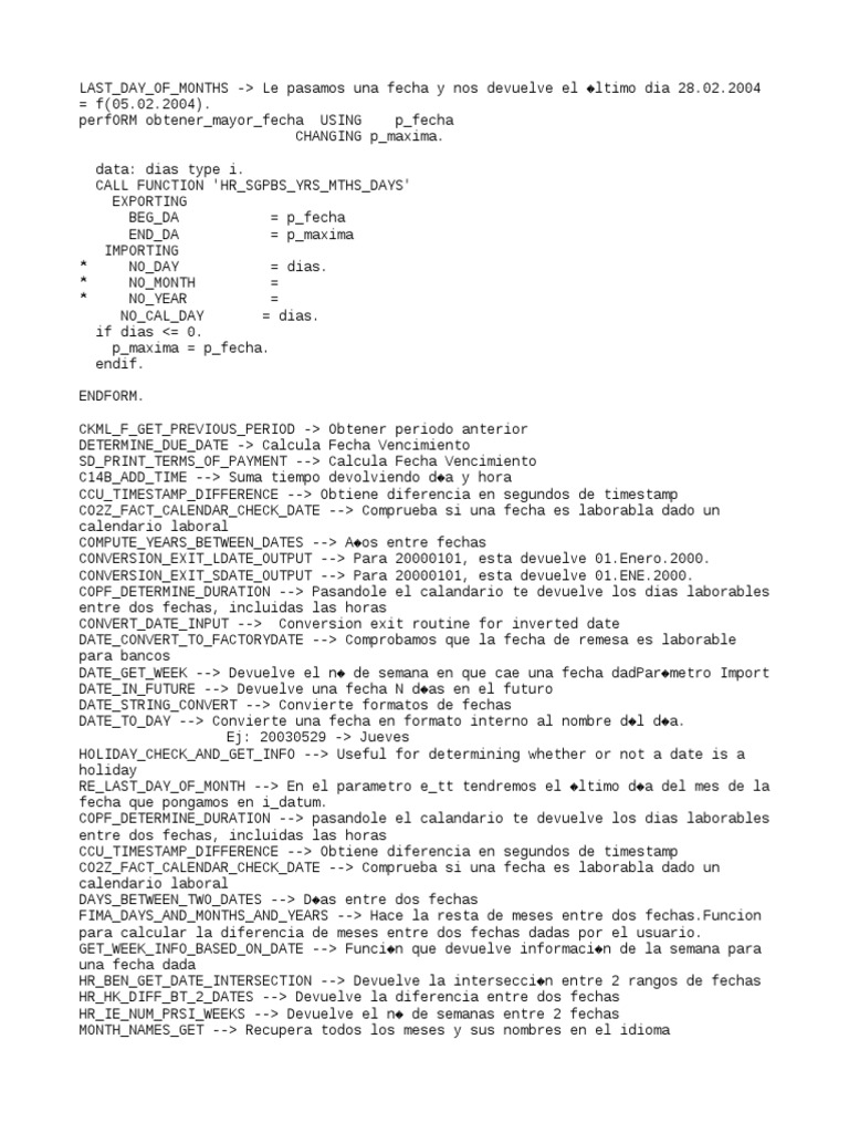 Funciones Fechas | PDF