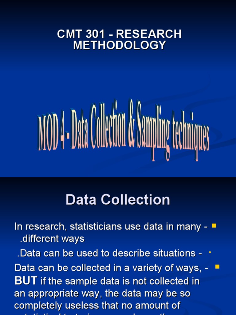 MOD 4 - Data Collection Sampling Techniques | PDF | Sampling ...