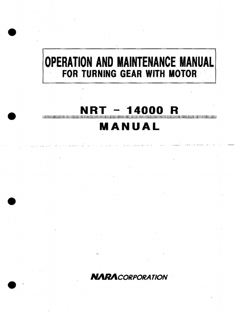 ME Turning Gear - Nara - NRT-14000 R | PDF | Electric Motor | Bearing ...