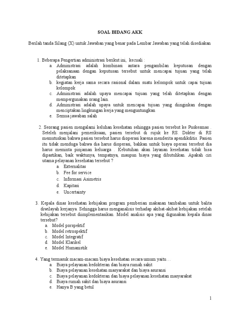 Soal TKB Akk FKM Unhas Terbaru | PDF | Ilmu Sosial