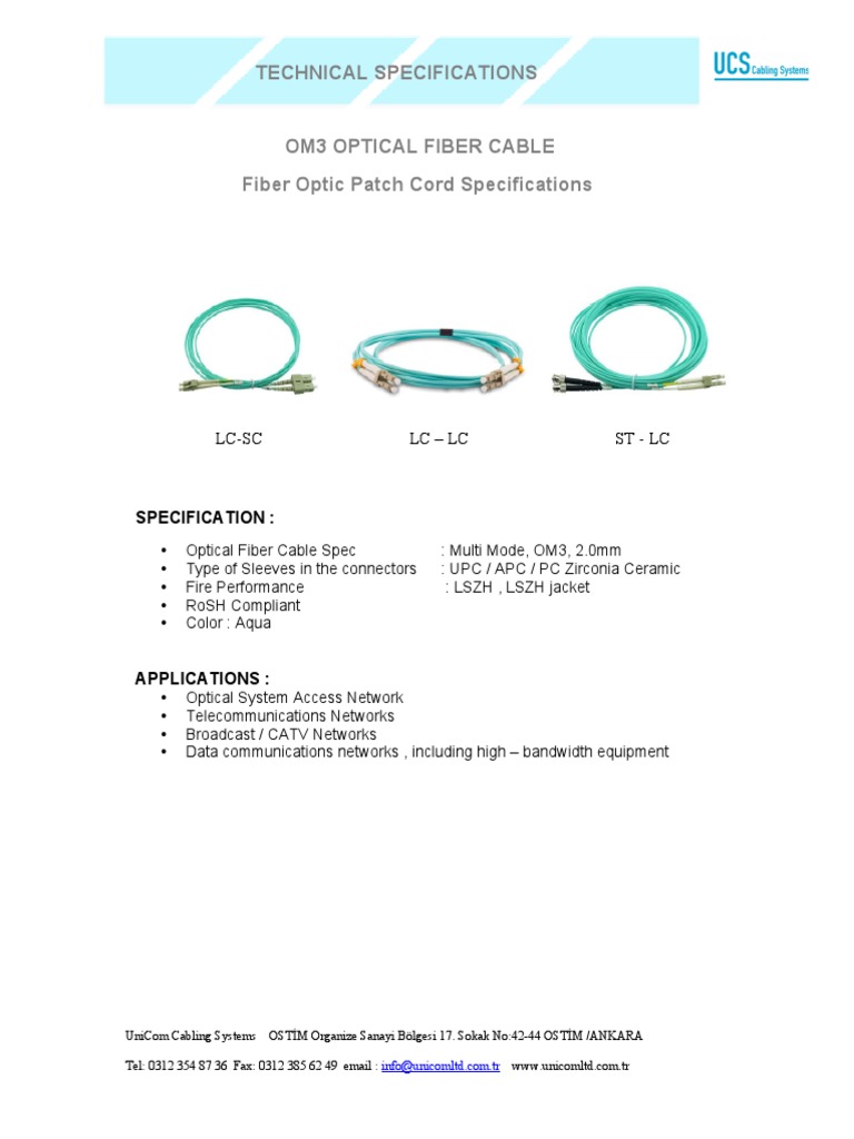 OM3 Optical Fiber Cable Specs | PDF