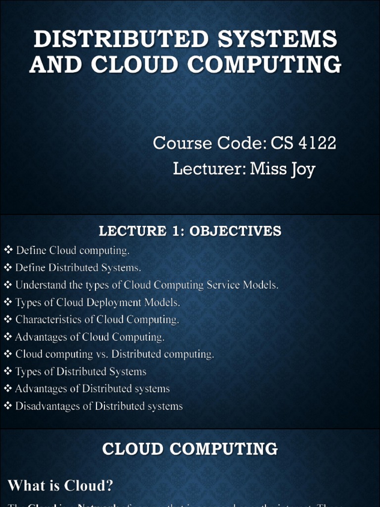 DISTRIBUTED SYSTEMS AND CLOUD COMPUTING - Lecture 1 Updated | PDF