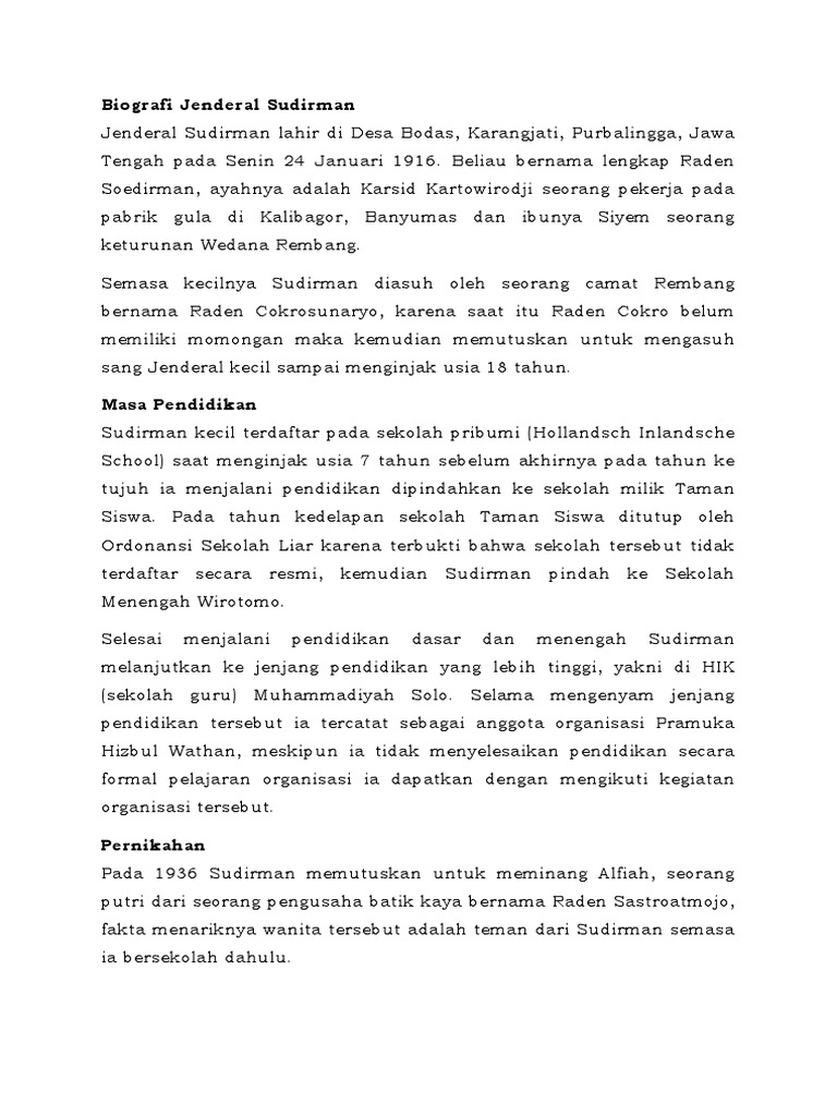 Biografi Jenderal Sudirman | PDF