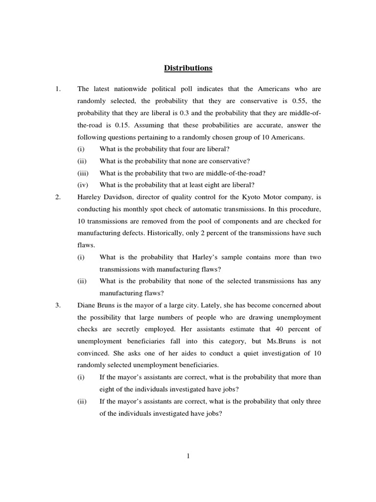 Distributions - Problems | PDF | Normal Distribution | Standard Deviation