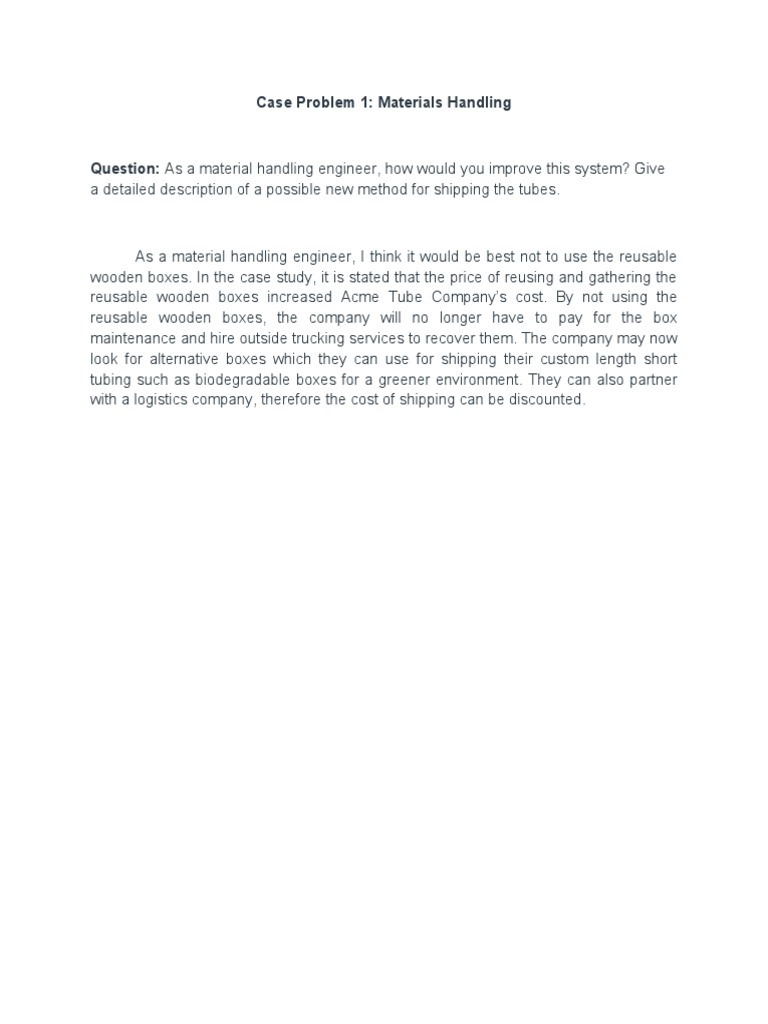 Case Problem 1: Materials Handling | PDF