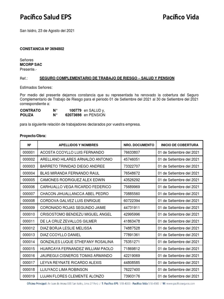 SCTR - Septiembre 2021 | PDF