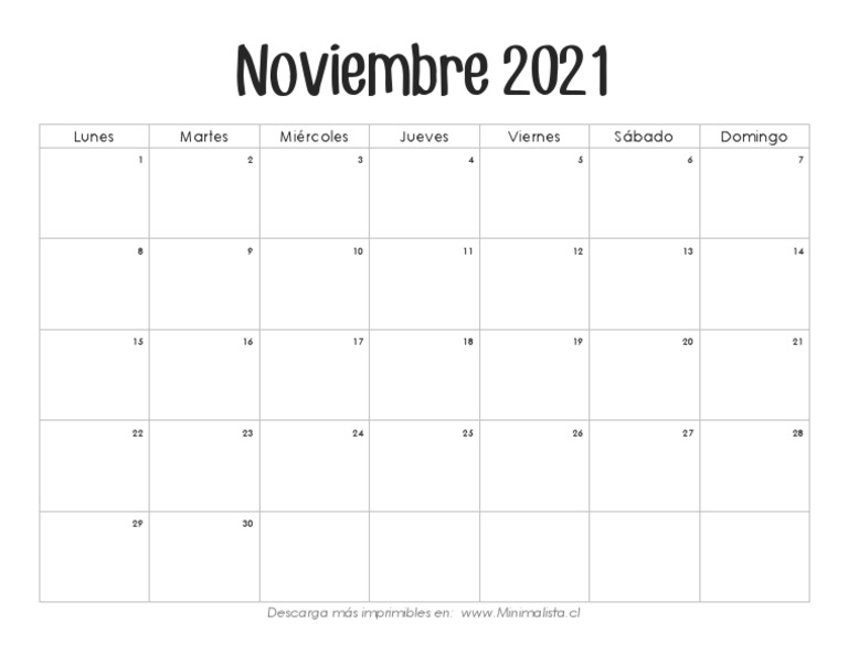 Calendario de noviembre 2021 | PDF
