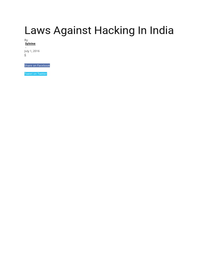 Laws Against Hacking in India | PDF | Telephone Tapping | Security Hacker