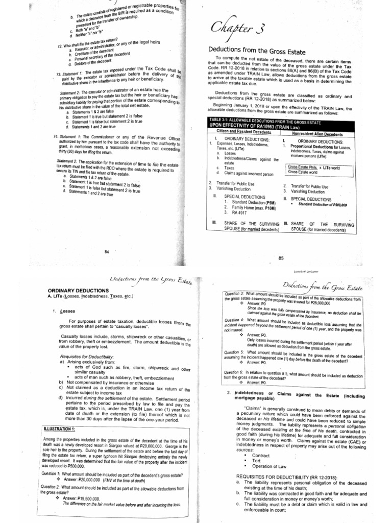 Chapt 3 - Deductions From Gross Estate | PDF