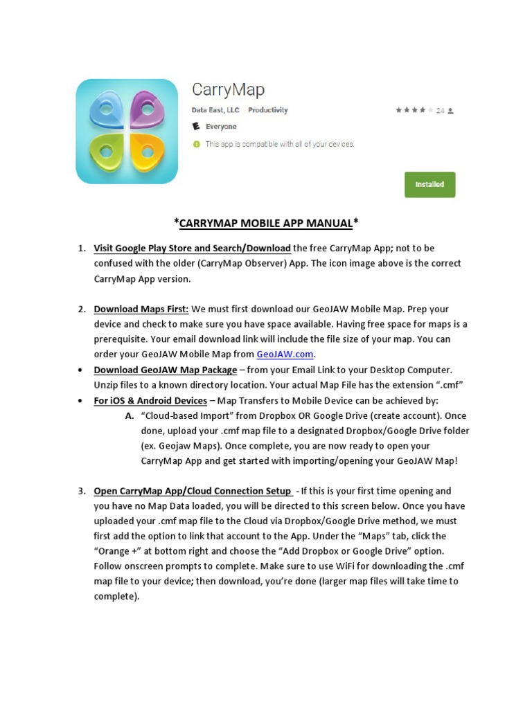 Carrymap Mobile App Manual | Download Free PDF | Mobile App | Computer File
