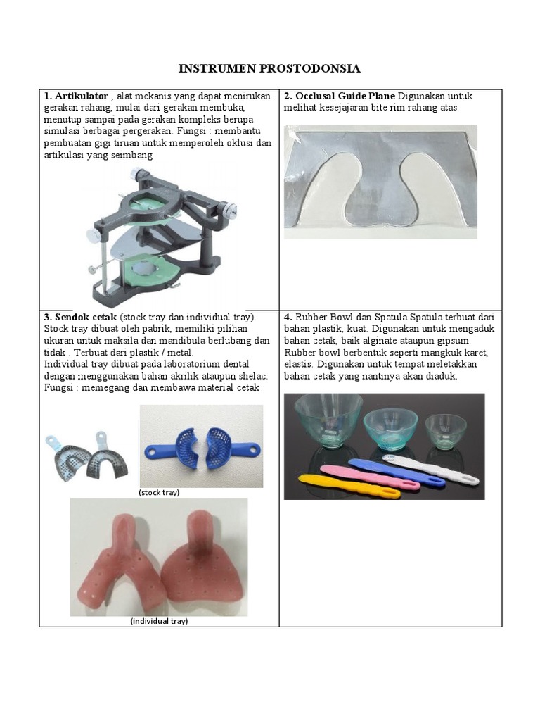 Instrumen Prostodonsia | PDF | Ilmu Sosial | Griya & Taman