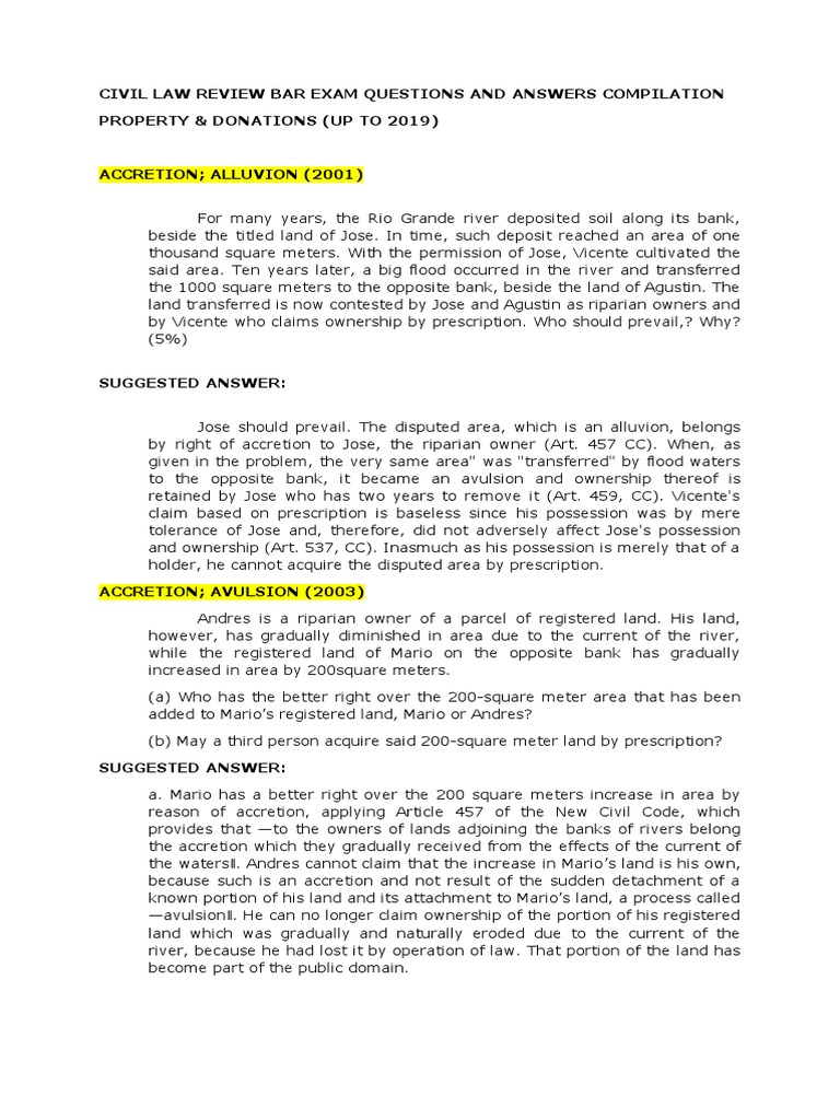 Civil Law Bar Qs Compilation | PDF | Mortgage Law | Foreclosure