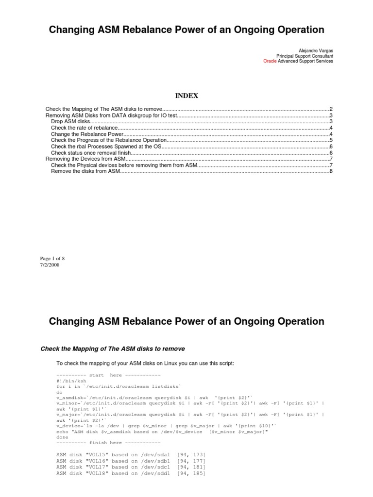 Changing Rebalance Power of An Ongoing Operation | PDF | Oracle ...