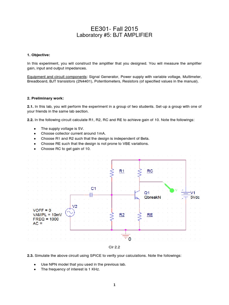 EE301 Lab | PDF | Amplifier | Electrical Impedance