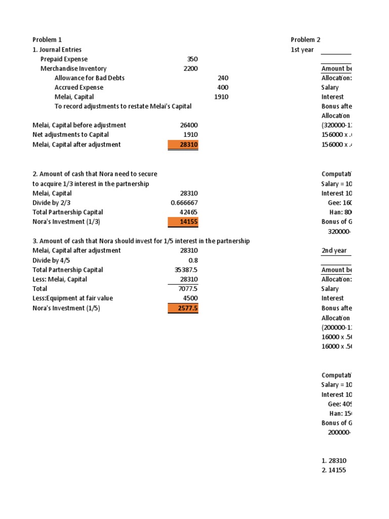 Partnership Capital Allocation Summary | PDF | Interest | Financial ...