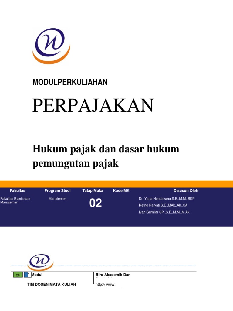 Modul Mata Kuliah Perpajakan Pertemuan 2 | PDF