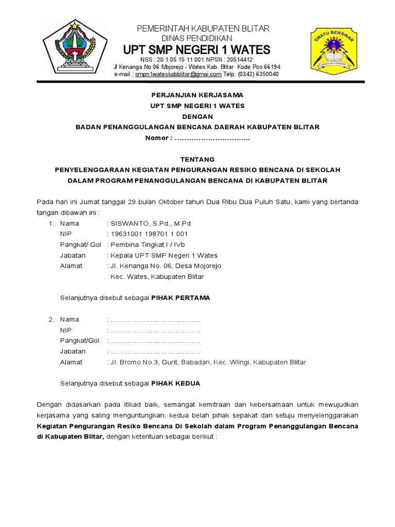 MOU Sekolah Dan BPBD | PDF