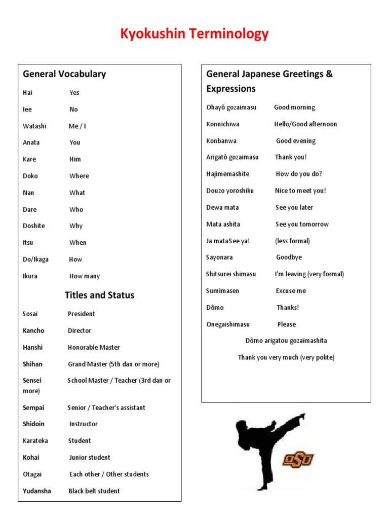 Kyokushin Karate Terminology Guide | PDF | Japanese Martial Arts | East ...