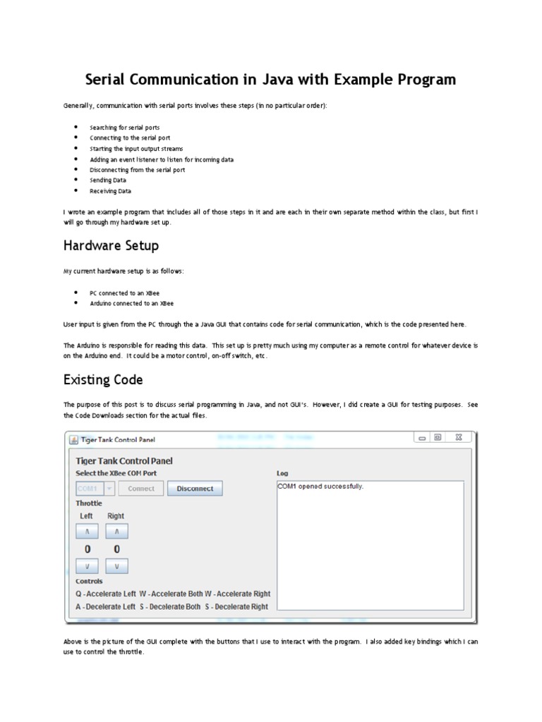 Serial Communication in Java With Example Program | PDF | Class ...