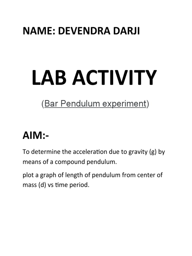 Lab Activity Bar Pendulum Experiment | PDF