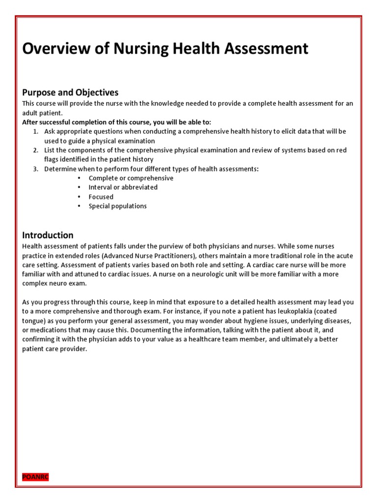 Health Assessment | Download Free PDF | Physical Examination ...
