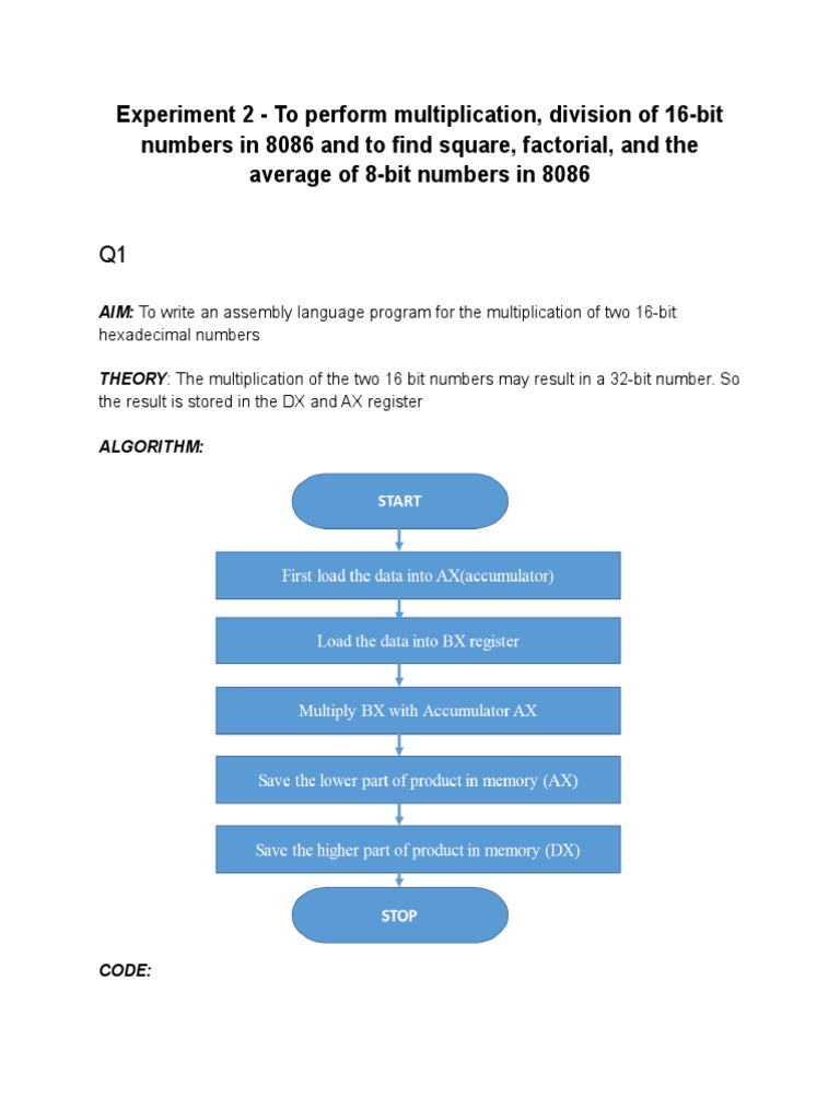 Experiment 2 | PDF | Assembly Language | Algorithms