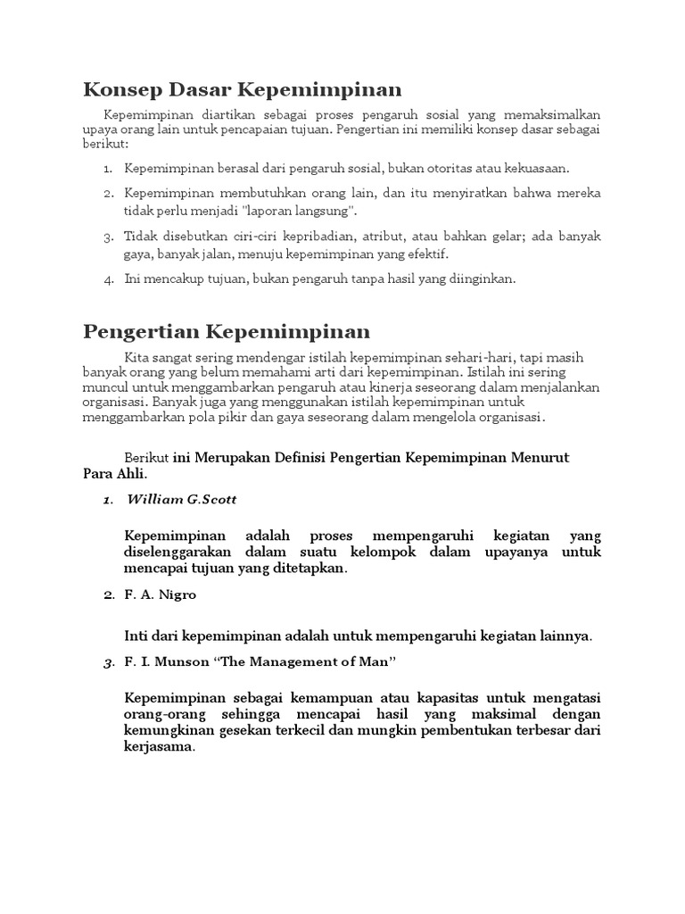 KO 1-2 Konsep Dasar Kepemimpinan | PDF
