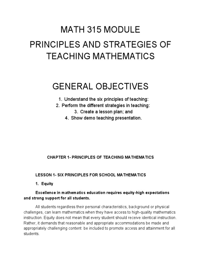 Teaching Strategies in Mathematics Education | PDF | Career & Growth ...