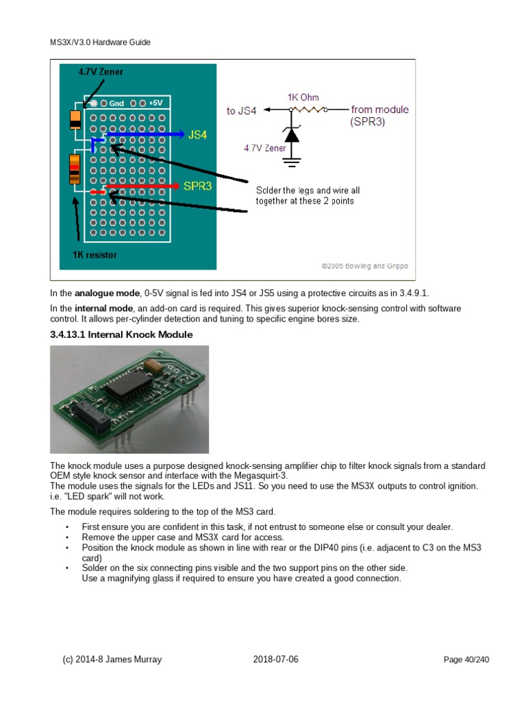 MS3X/V3.0 Hardware Guide: 3.4.13.1 Internal Knock Module | PDF | Relay ...