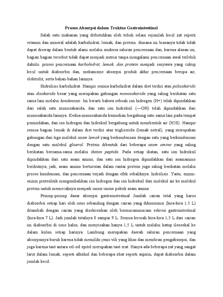 Chapter 65-Proses Absorpsi Dalam Traktus Gastrointestinal | PDF