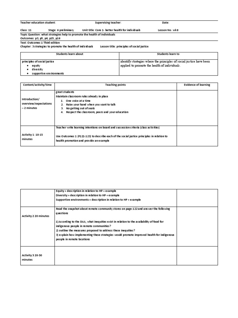Social Justice Lesson Plan | PDF | Lesson Plan | Education Theory
