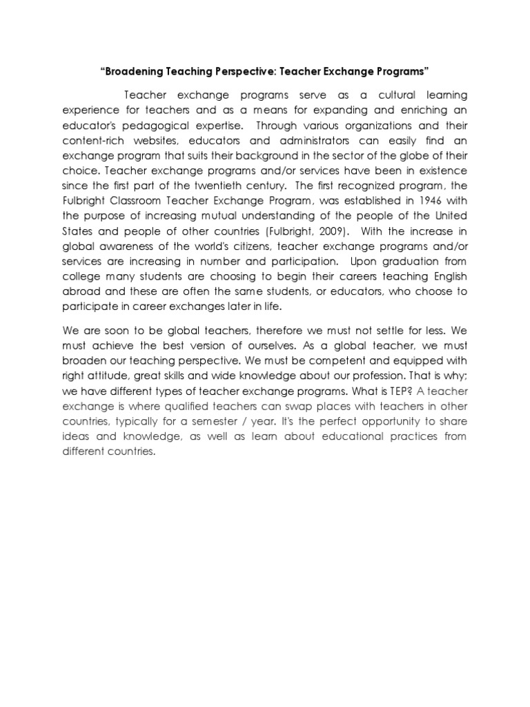 Broadening Teachers Perspective | PDF