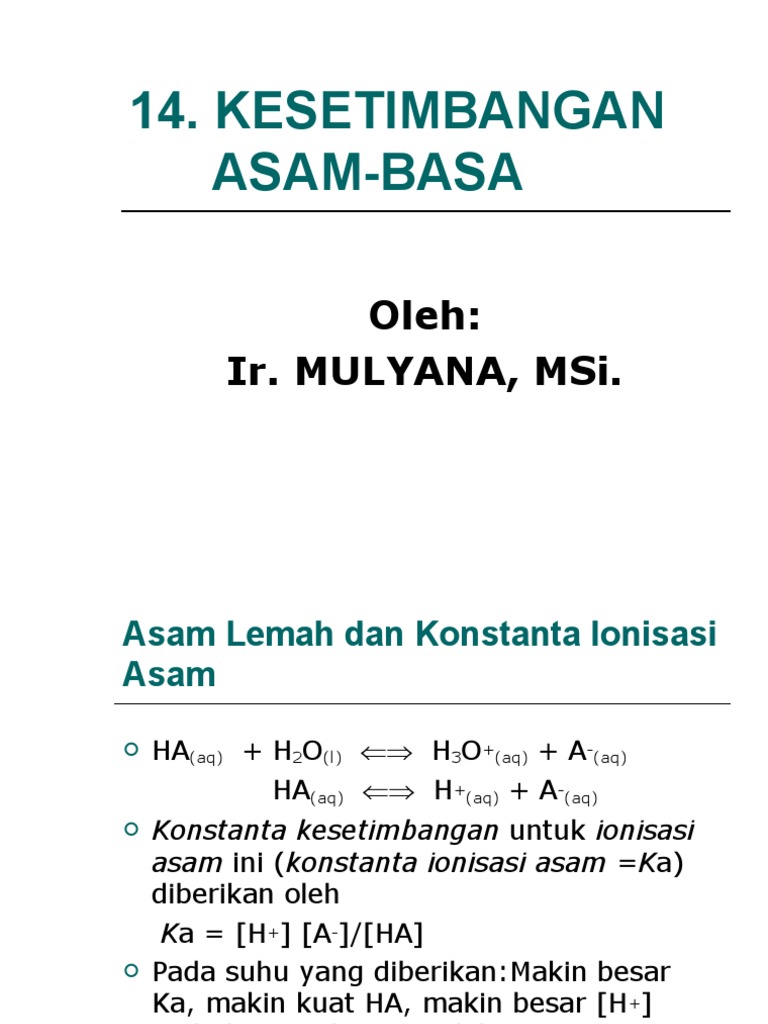 Kesetimbangan Asam-Basa dan Ionisasi | PDF
