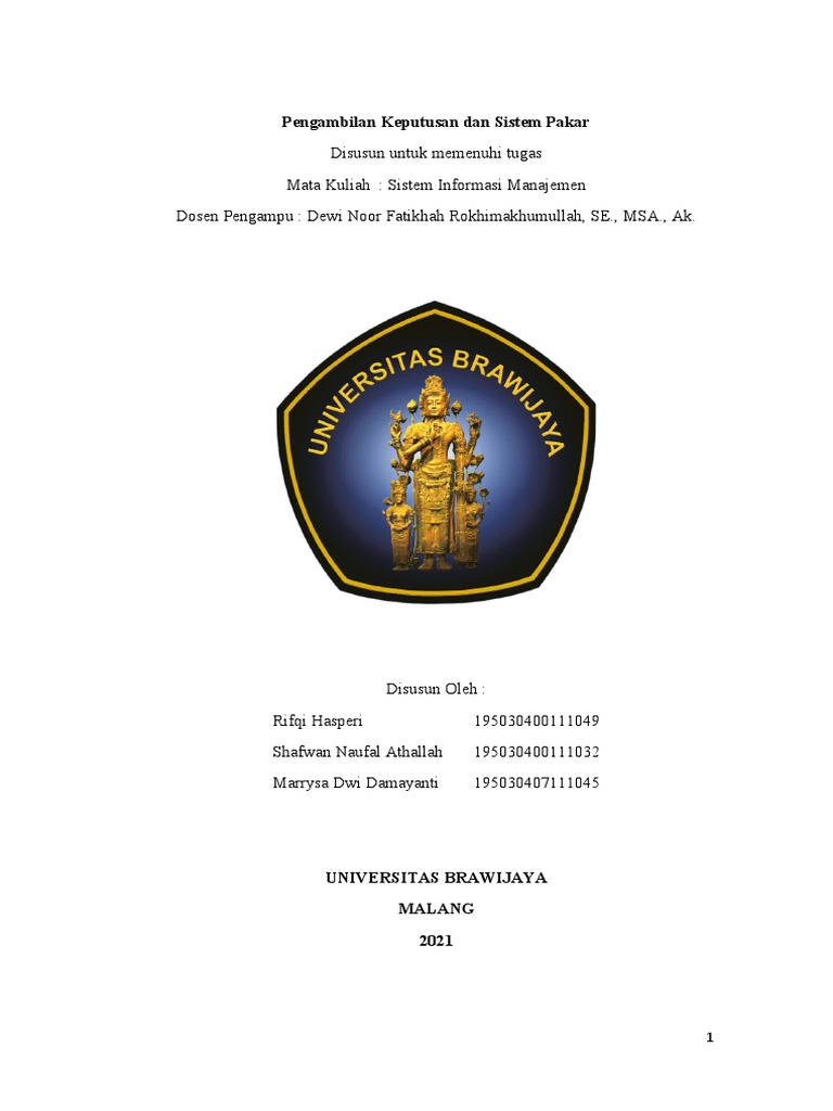 Makalah Kelompok 10 - Pengambilan Keputusan Dan Sistem Pakar | PDF Makalah Kelompok 10 - Pengambilan Keputusan Dan Sistem Pakar | PDF