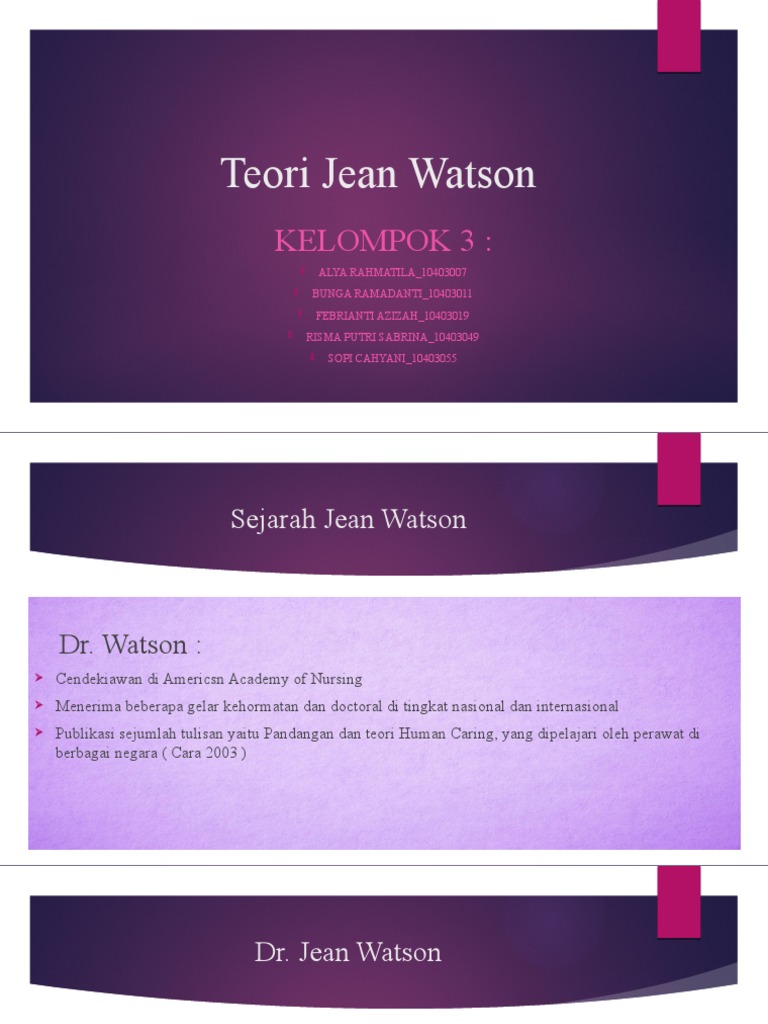 Teori Jean Watson Kelompok 3 | PDF