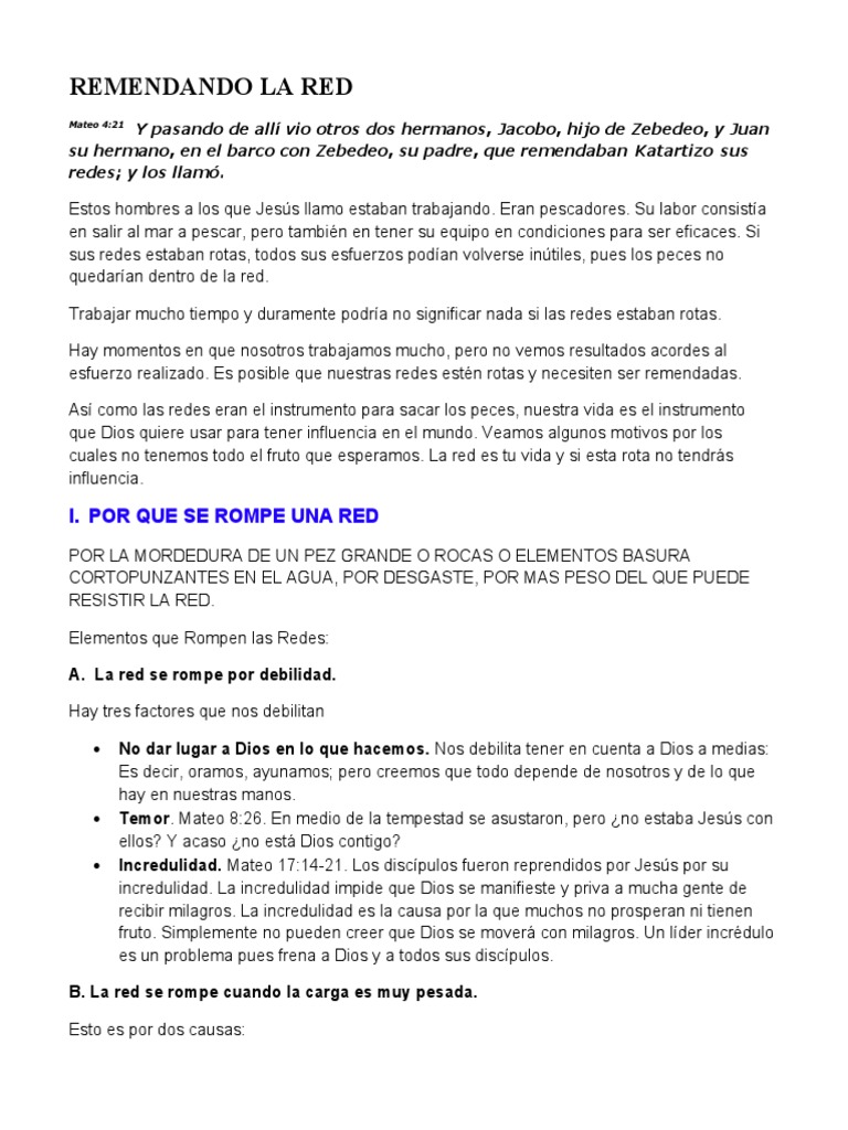 Remendando La Red Predica Lideres 09 03 021 | PDF | Jesús | María ...