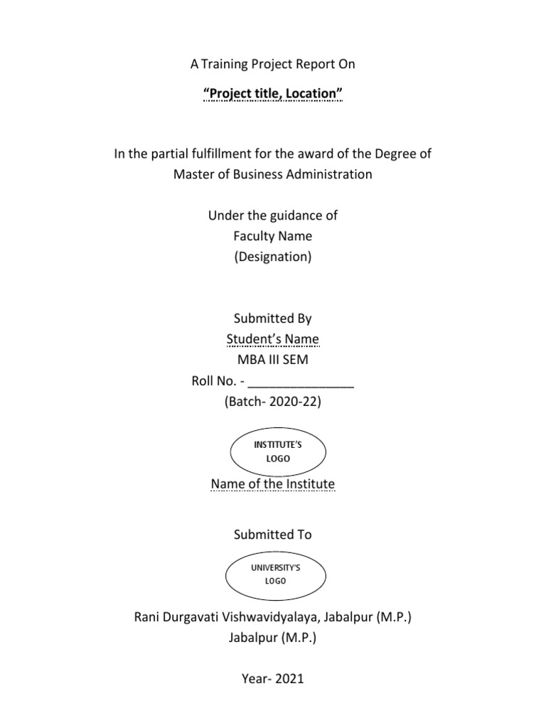 Training Project Report Format | PDF | Thesis | Cognition