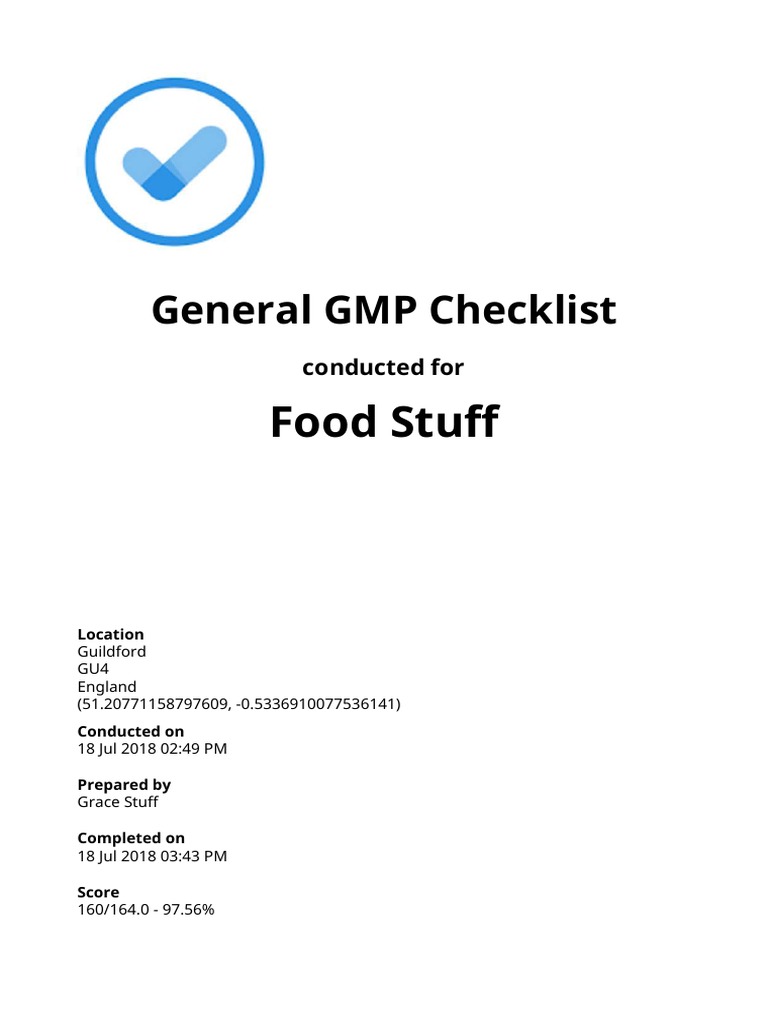 General GMP Checklist Report | Download Free PDF | Specification ...