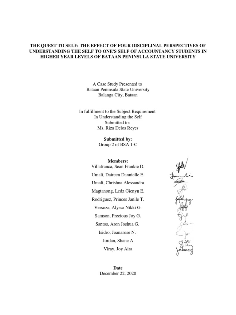 The Quest To Self: The Effect of Four Disciplinal Perspectives of ...