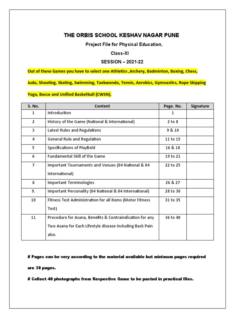 XI PE Project File | PDF
