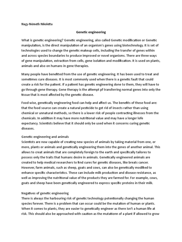 Genetic Engineering Essay | PDF | Genetic Engineering | Genetics