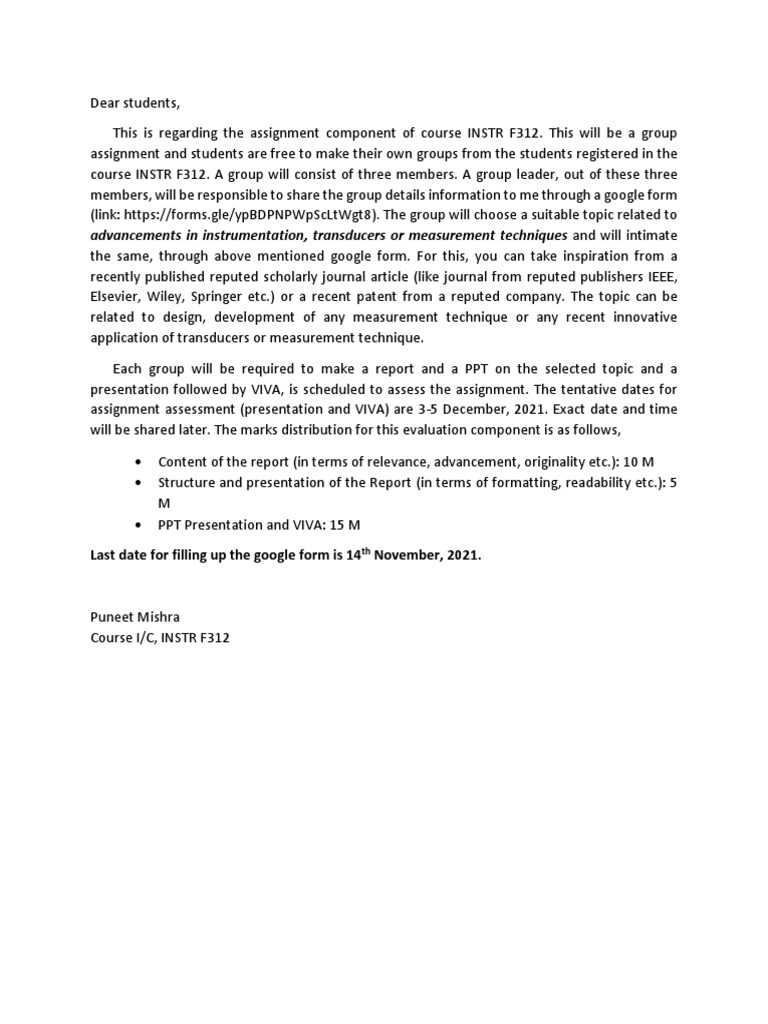 Assignment Notification (INSTR F312), Session 2021-22 | PDF | Art | Computers