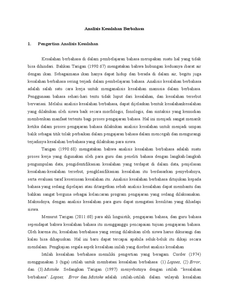 Analisis Kesalahan Berbahasa | PDF