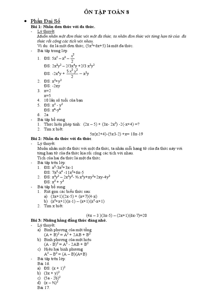 ÔN TẬP TOÁN 8 | PDF
