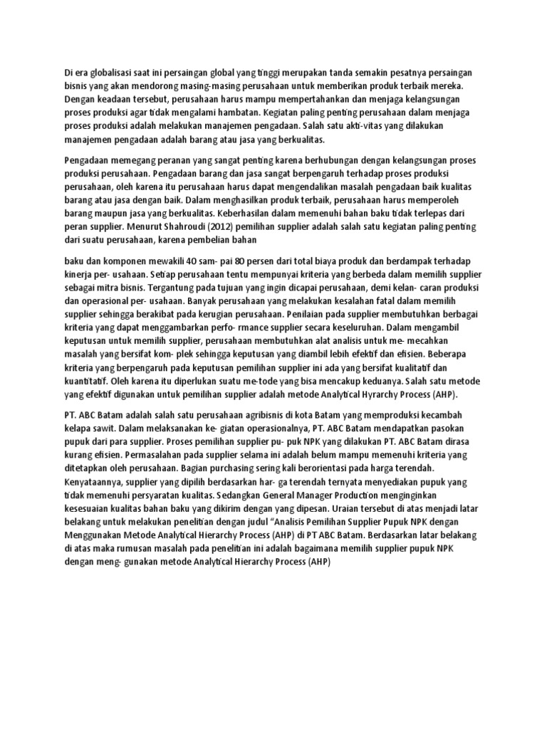 Di Era Globalisasi Saat Ini Persaingan Global Yang Tinggi Merupakan ...